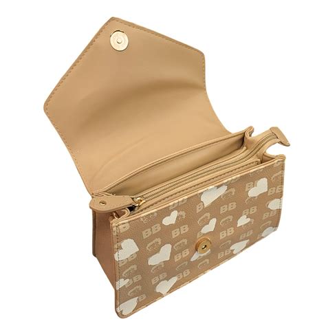 Bolsa De Mão E Transversal Betty Boop Bege Com Detalhes Em Corações