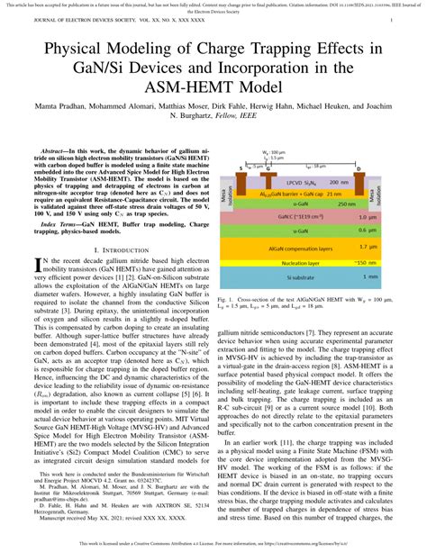 Pdf Physical Modeling Of Charge Trapping Effects In Gansi Devices And Incorporation In The