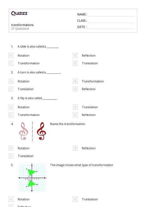 Grade 8 Transformations Worksheets