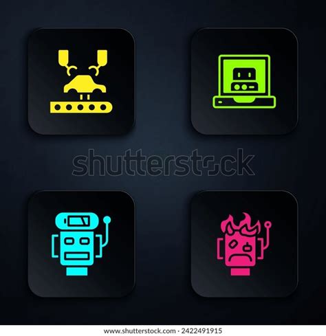 Set Robot Burned Out Robotic Robot Stock Vector Royalty Free