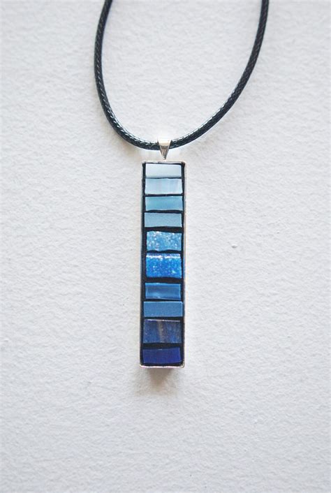 2 Rectangular Pendant Necklace Mosaic Jewelry Royal Etsy
