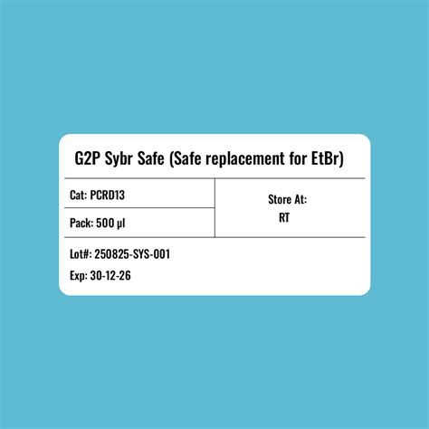 G2p Sybr Safe Safe Replacement For Etbr Rna And Rt Pcr Products