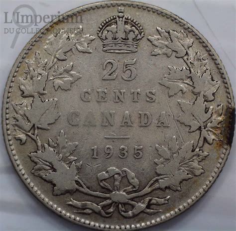 1935 Canada 25 Cents Vg 10 Limperium Du Collectionneur