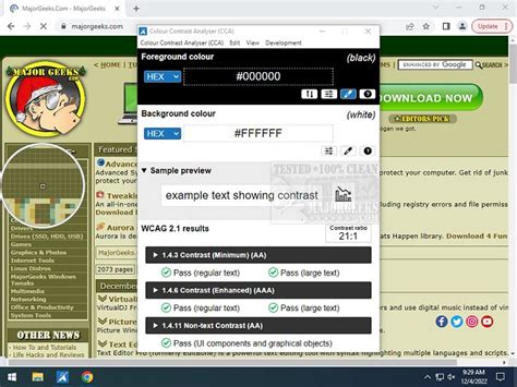 Download Colour Contrast Analyser MajorGeeks