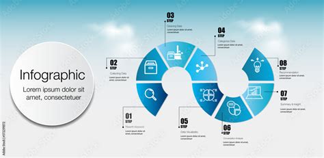 Infographic 8 Step Road Map For Business Chart To Present Data Progress Direction Clean