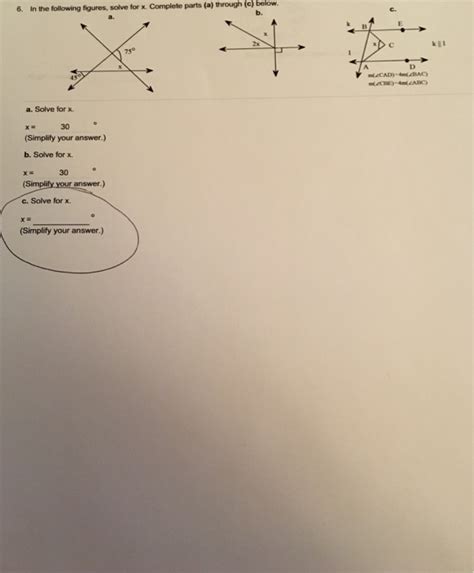 Solved 6 In The Following Figures Solve For X Complete