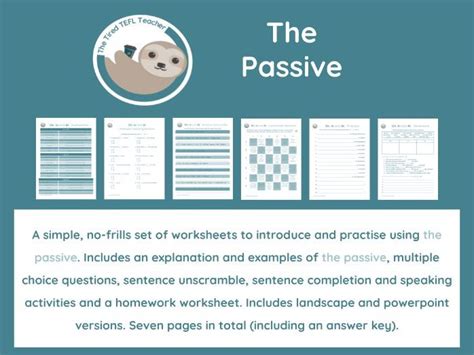 The Passive Esl Worksheets Ppt Version Included Teaching Resources