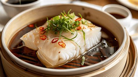 Steamed Cod Fish With Soy Sauce Background Asia Asian Background