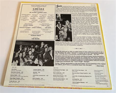 Grease The Original Broadway Cast Album 1972 Vinyl Mgm 4594507361