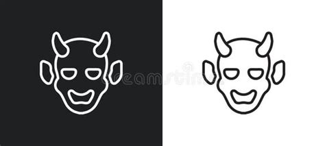 Hannya Outline Icon In White And Black Colors Hannya Flat Vector Icon From Asian Collection For
