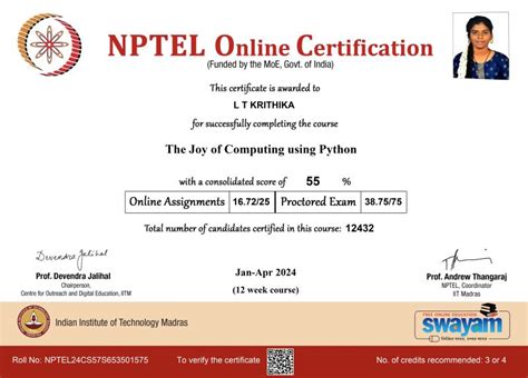 Completed The Joy Of Computing Using Python Course Krithika Lt Posted On The Topic Linkedin