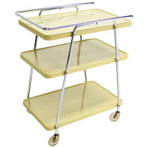 Mid Century Modern Enameled Metal Serving Cart Circa 1950s For Sale At