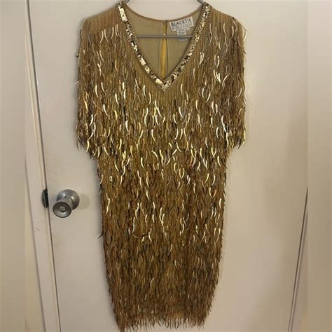 Oleg Cassini Dresses 99s Oleg Cassini Gold Beaded Sequin Dress