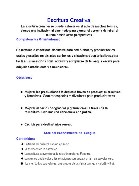 Escritura Creativa Pdf Escritura Comunicación Humana