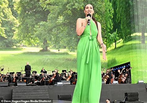 Myleene Klass Looks Glamorous In A Lime Green Maxi Dress As She Hosts The Classical Concert At