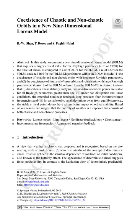 Pdf Coexistence Of Chaotic And Non Chaotic Orbits In A New Nine