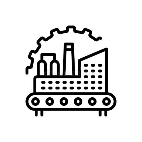 Black Line Icon For Manufacturing Manufacture And Industry Stock Vector Illustration Of