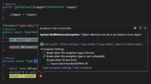 Break For Async User Unhandled Exceptions In The Visual Studio Debugger Visual Studio Blog