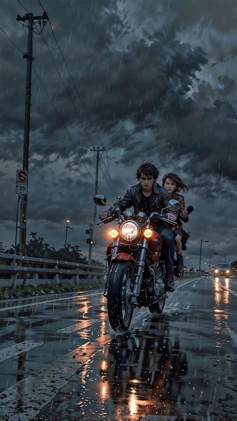 Free 4k Wallpapers Bike Sky Rain Road Couple By Preetam Choudhary