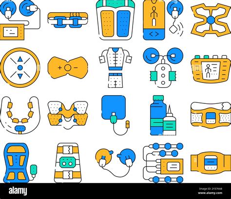 Ems Training Device Collection Icons Set Vector Stock Vector Image