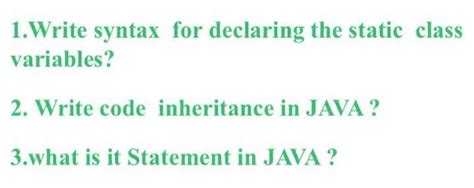 solved 1 write syntax for declaring the static class