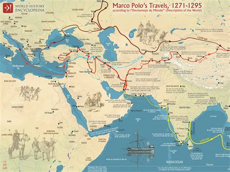 Silk Road And The Mongols Map Of Marco Polos Travels 1271 1295