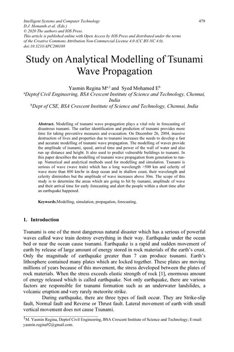 Pdf Study On Analytical Modelling Of Tsunami Wave Propagation