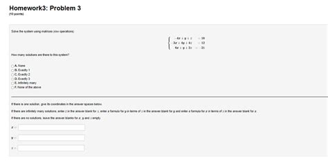 solved 10 ﻿points solve the system using matrices row