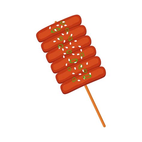 Premium Vector Korean Street Food Grilled Tteokbokki Rice Cake