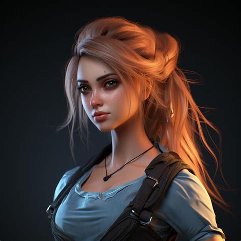 3d Rendered Picture Of A Wonderful Young Lady From A Pc Game Premium