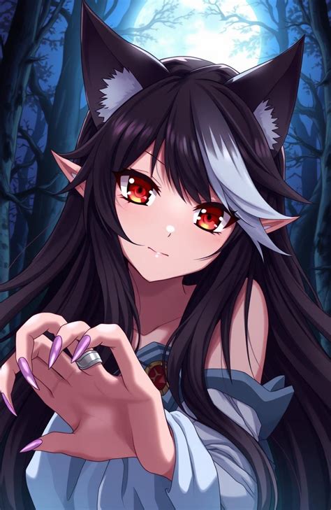 Fierce Beauty Anime Werewolf Girl With Red Eyes