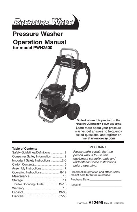 Operation Manual Pressure Washer Manualzz