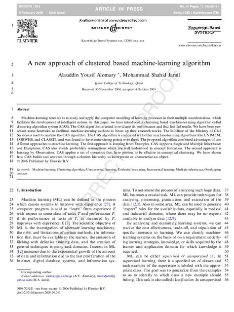pdf a new approach of clustering based machine learning algorithm