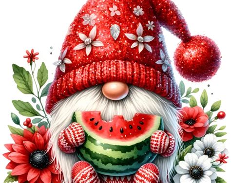Sweet Watermelon Gnome Clipart Set Of 10 High Quality 300 Dpi Jpegs