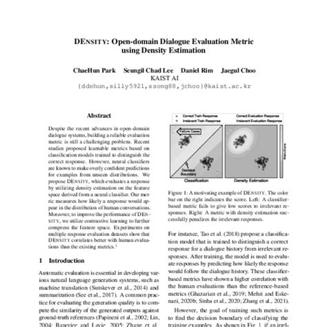 Density Open Domain Dialogue Evaluation Metric Using Density Estimation Acl Anthology