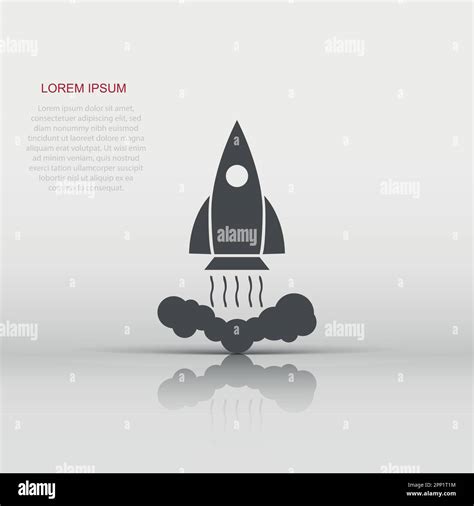Vector Rocket Icon In Flat Style Startup Launch Sign Illustration