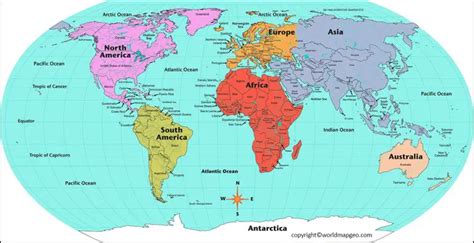 World Map With Equator Countries And Prime Meridian