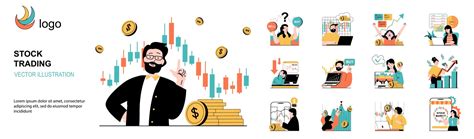 Investment Trading Set Stock Royalty Free Vector Image
