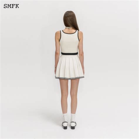 Compass Pixel Knitted White Vest Smfk Official
