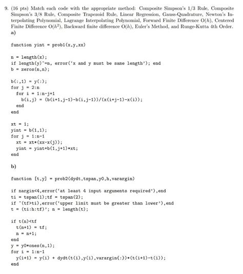 Solved Pts Match Each Code With The Appropriate Chegg