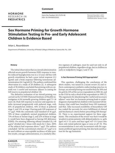 Pdf Sex Hormone Priming For Growth Hormone Stimulation Testing In Pre