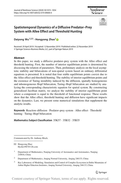 Spatiotemporal Dynamics Of A Diffusive Predatorprey System With Allee