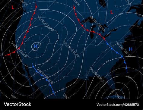 Forecast Weather Isobar Map Wind Front Royalty Free Vector