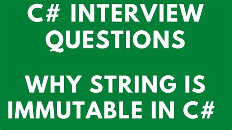 Why String Is Immutable In C C Interview Questions Youtube