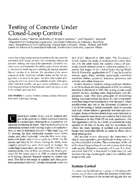 Pdf Testing Of Concrete Under Closed Loop Control