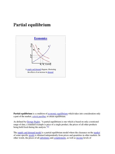 Partial Equilibrium Pdf Supply And Demand Economic Surplus