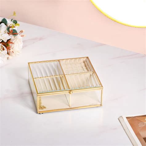Fluted Lid Multicompartment Vanity Box Online Premium Jewellery Box Nestasia