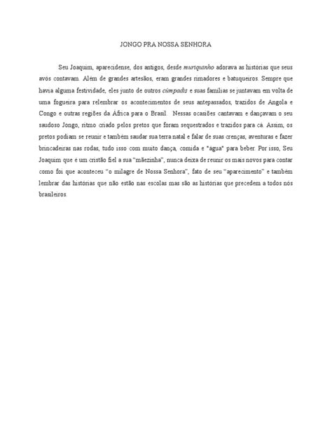 Biografia Jongo Pra Nossa Senhora Pdf