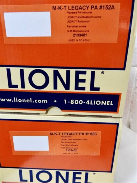 Lionel 2133400 O M K T Legacy Pa Aa Diesel Locomotive Set 152a 152c For