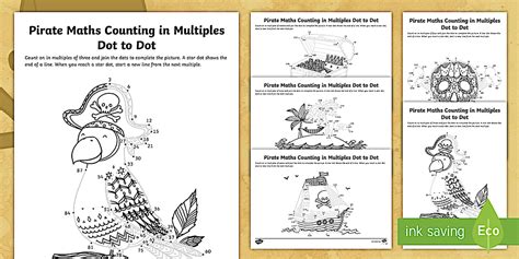 Editable Ks2 Pirate Maths Counting In Multiples Dot To Dot Worksheets